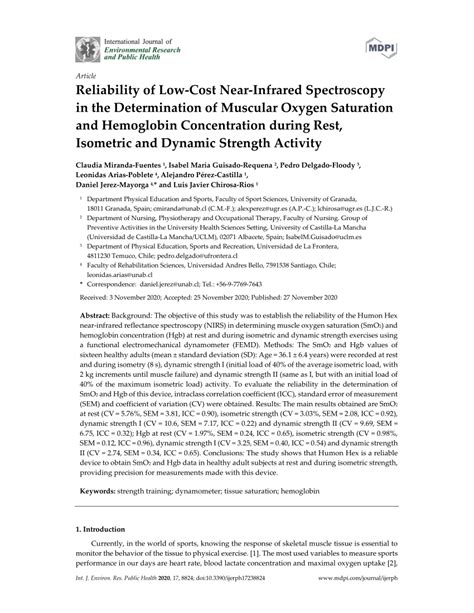 Pdf Reliability Of Low Cost Near Infrared Spectroscopy In The Determination Of Muscular Oxygen