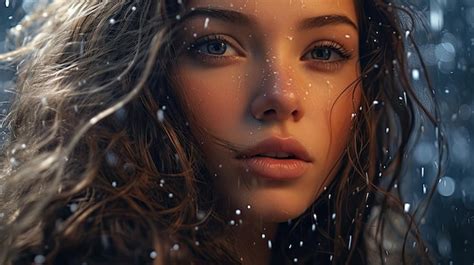 Premium Ai Image A Woman With Water Drops On Her Face