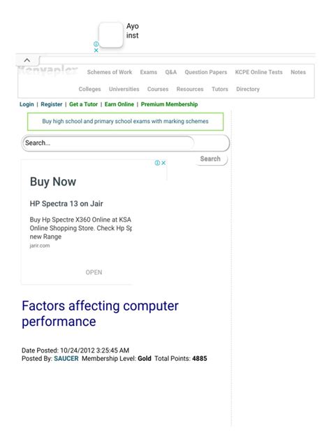 Factors Affecting Computer Performance Pdf Pdf Random Access Memory