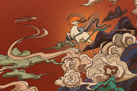 神鹿壁画插画图片下载 正版图片401040124 摄图网
