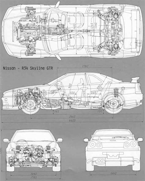 2002 Nissan Skyline R34 Gt R Z Tune Coupe Blueprints Free Outlines