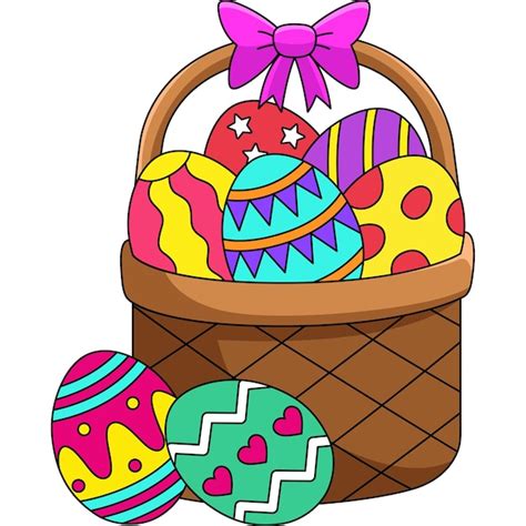 Canasta De Pascua Dibujos Animados Color Clipart Ilustración Vector