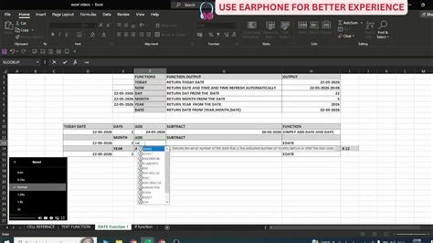 Ms Excel Date Function Ms Excel Tutorials For Beginners Bsss Learning Youtube