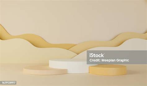 모형 3d 연단 파스텔입니다 기하학적 모양 화장품 개념입니다 추상적인 배경입니다 3d 렌더링 일러스트레이션 0명에 대한 스톡 사진 및 기타 이미지 Istock