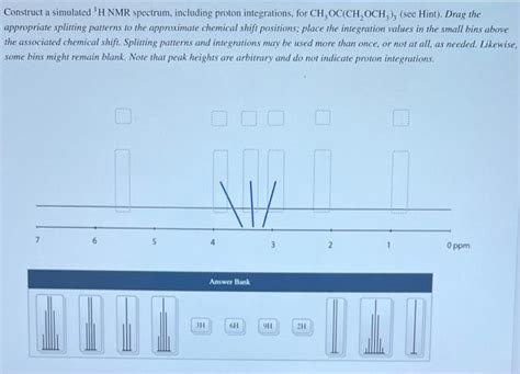 Solved Construct A Simulated 1h Nmr Spectrum Including