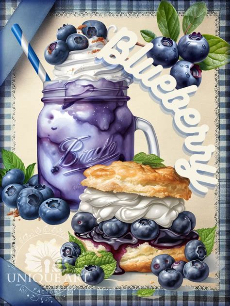 Blueberry Love Blueberry Themed Watercolor Clipart Bundle Etsy En