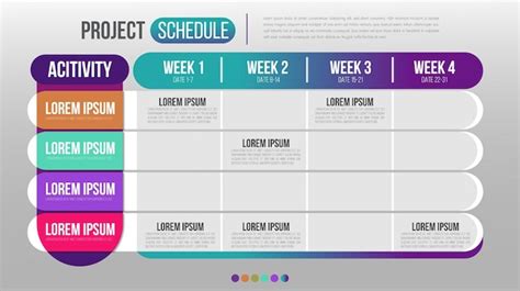 Premium Vector Project Schedule Activity Event Chart Daily And Weekly Timetable Infographic
