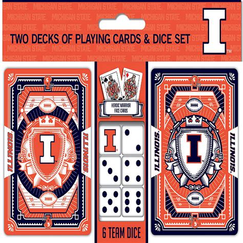 Illinois Fighting Illini 2 Pack Playing Cards And Dice Set Oriental