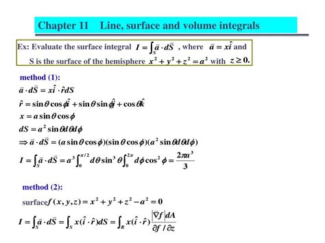 Ppt Chapter 11 Line Surface And Volume Integrals Powerpoint