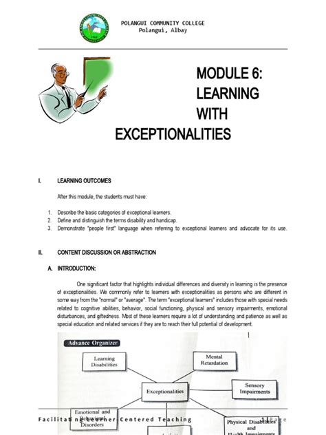 Module 6 Learning With Exceptionalities Pdf Disability Intellectual Disability