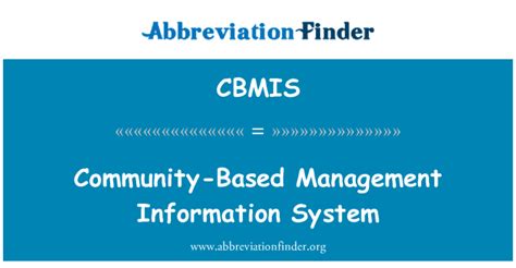 Cbmis Stands For Community Based Management Information System
