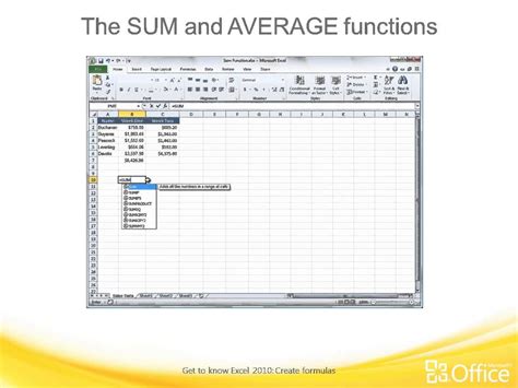 Fsl 2training Presentation Get To Know Excel 2010 Create Formulas Youtube
