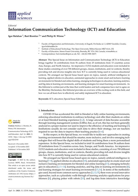 Pdf Information Communication Technology Ict And Education