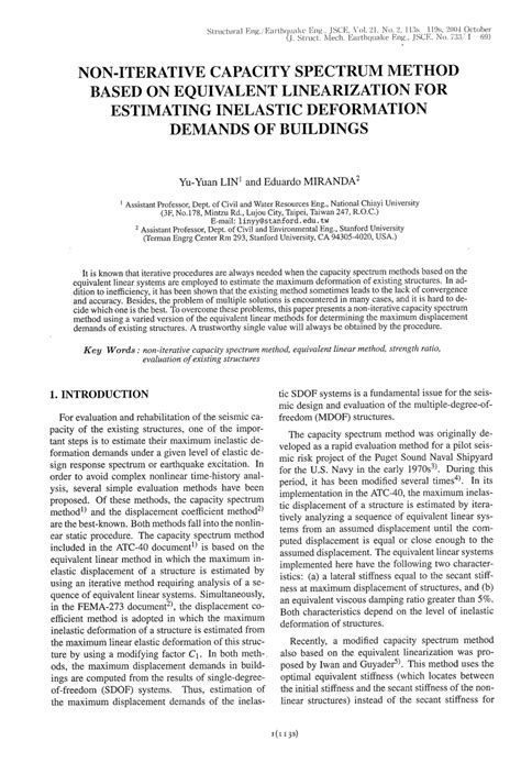 Pdf Non Iterative Capacity Spectrum Method Based On Equivalent