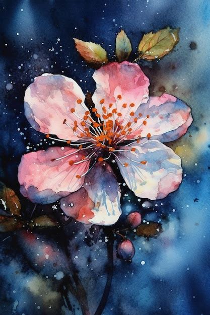 Premium Photo Watercolor Painting Of A Cherry Blossom