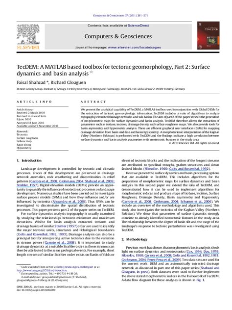 Pdf Tecdem A Matlab Based Toolbox For Tectonic Geomorphology Part 2