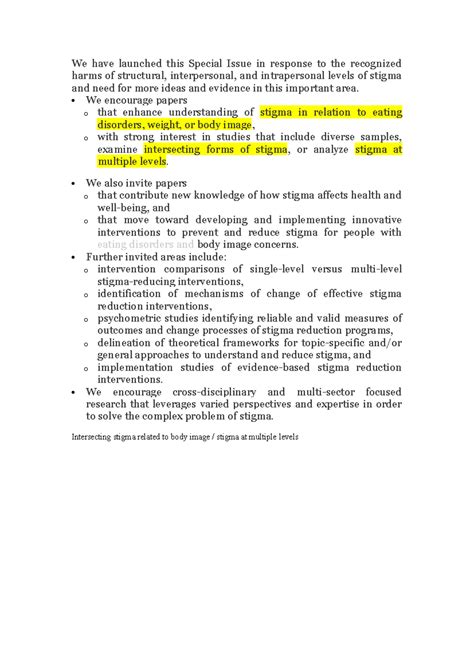 Intersecting Stigma We Have Launched This Special Issue In Response