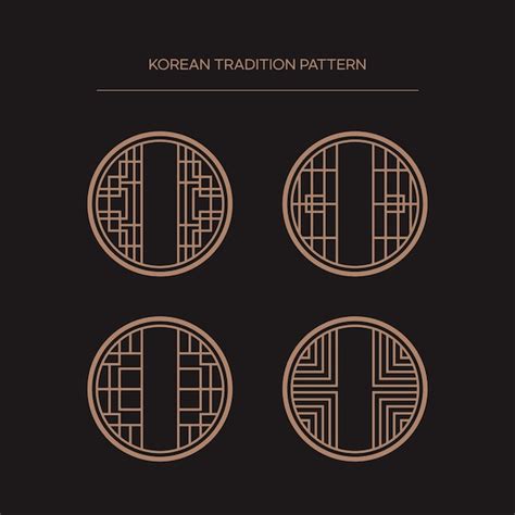 한국 전통 문양 세트 프리미엄 벡터