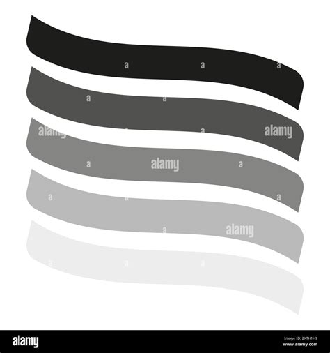 Monochromatic Gradient Wave Pattern Set Of Wavy Lines In Shades Of Gray Vector Illustration
