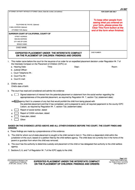 Fillable Expedited Placement Under The Interstate Compact Of Printable Pdf Download