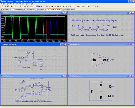 ltspice switchercad iii t s r flip flop circuit truth table waveform and sub circuits