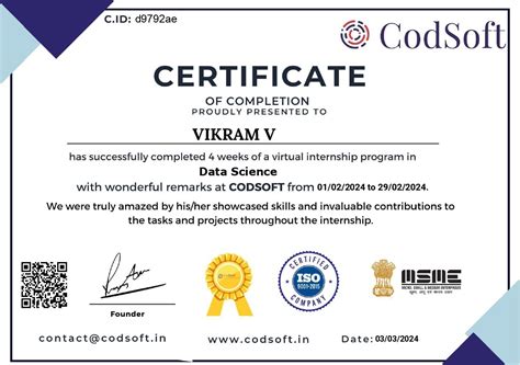 Vikram V On Linkedin Internship Datascience Codsoft Cip