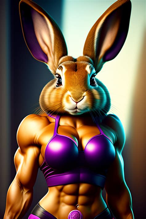 Lexica Muscular Female Anthropomorphic Rabbit Looking Menacingly At