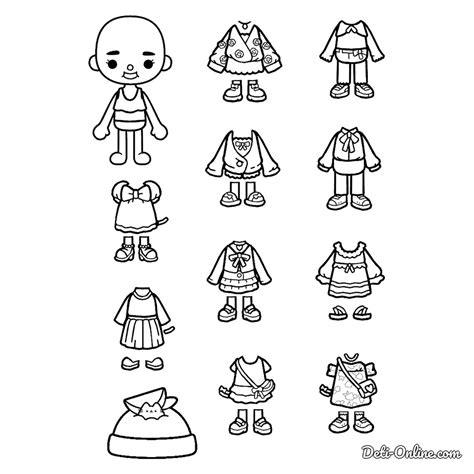 Раскраска Тока Бока одежда распечатать раскраски для детей