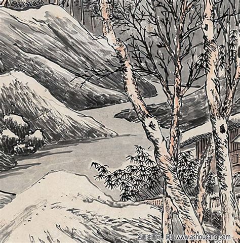 吴谷祥国画 溪山积雪 高清大图下载 名画油画网