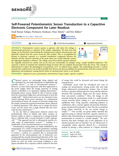 Pdf Self Powered Potentiometric Sensor Transduction To A Capacitive Electronic Component For
