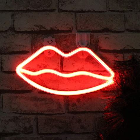 Jual Lampu Neon Bibir Neon Sign Led Strip Dekorasi Pesta Power Usb Lampu Hias Kamar