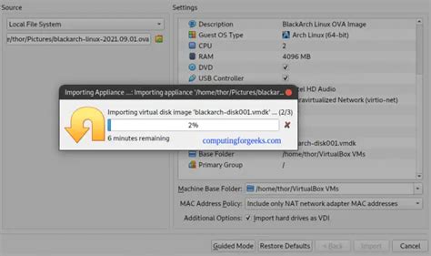 Install Blackarch Linux On Virtualbox Or Vmware Using Ova Computingforgeeks