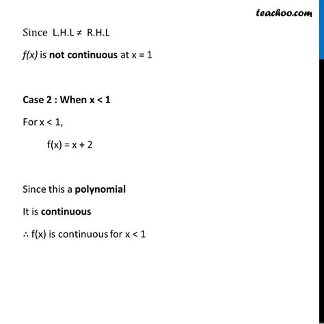 Example 10 Discuss Continuity F X X 2 If X 1