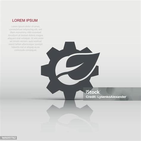 플랫 스타일의 잎과 기어 아이콘 흰색 고립 된 배경에 식물 벡터 그림과 함께 Cog 에코 기계 사인 비즈니스 개념 개념에 대한 스톡 벡터 아트 및 기타 이미지 Istock