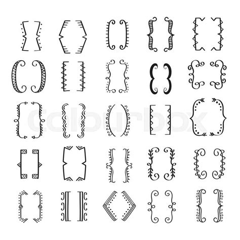 Hand Drawn Bracket Big Set Beautiful Vector Decorative Desi Colourbox