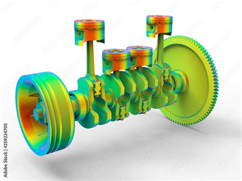 3d Rendering Crankshaft Finite Element Analysis Stock Illustration Adobe Stock
