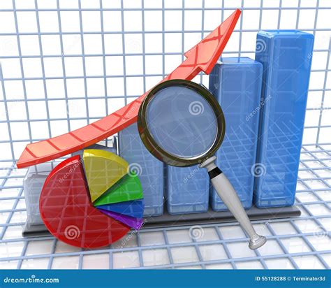 Analysis Of Growing Business Graph And Pie Chart And Magnifying Stock
