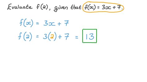 question video evaluating linear functions at a specific value nagwa