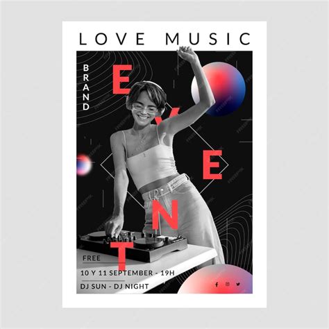 그라디언트 뮤지컬 이벤트 포스터 템플릿 무료 벡터