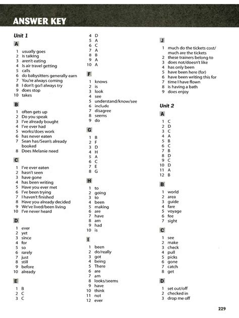 Full Answer Key Units 1 To 14 Pdf