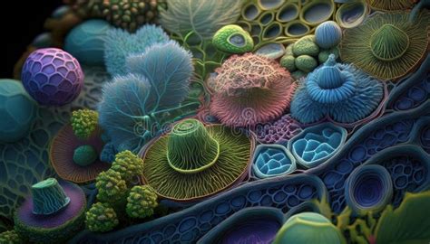 Vibrant Microscopic World Filled With Colorful Stock Image Image Of