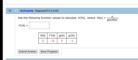 Solved Use The Following Function Values To Calculate H Chegg Com