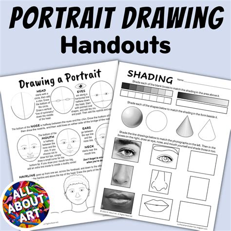 Drawing A Portrait Handout For Facial Proportions And Shading Practice Worksheets Library