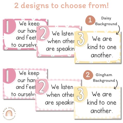 Classroom Rules Posters For Classroom Management Daisy Gingham Paste Miss Jacobs Little Learners