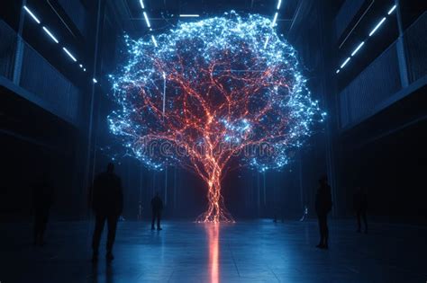 Agi Glowing Tree With Neural Branches Stock Image Image Of Futuristic