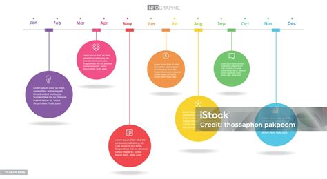 프로젝트 타임라인 다이어그램 비즈니스를 위한 인포그래픽 로드맵 템플릿입니다 12 개월 현대 타임 라인 다이어그램 달력 프레젠테이션 벡터 인포 그래픽 개념에 대한 스톡 벡터