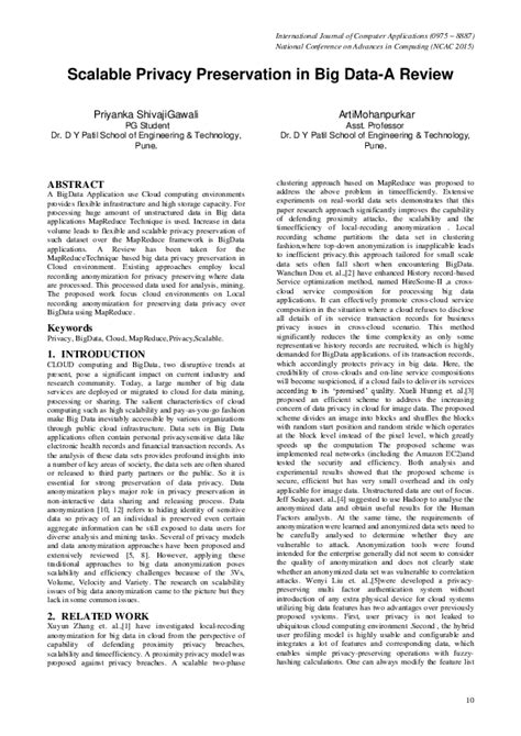 Pdf Scalable Privacy Preservation In Big Data A Review
