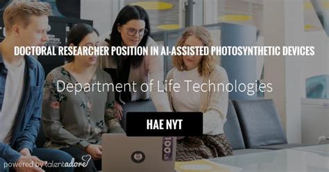 Muhammad Usama Arif On Linkedin Doctoral Researcher Position In Ai Assisted Photosynthetic Devices