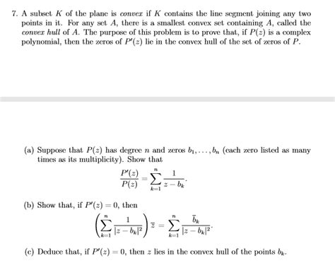 solved 7 a subset k of the plane is conver if k contains