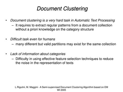 Ppt A Semi Supervised Document Clustering Algorithm Based On Em Powerpoint Presentation Id